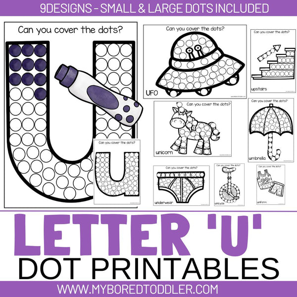 Alphabet - Letter U Dot Printables – My Bored Toddler