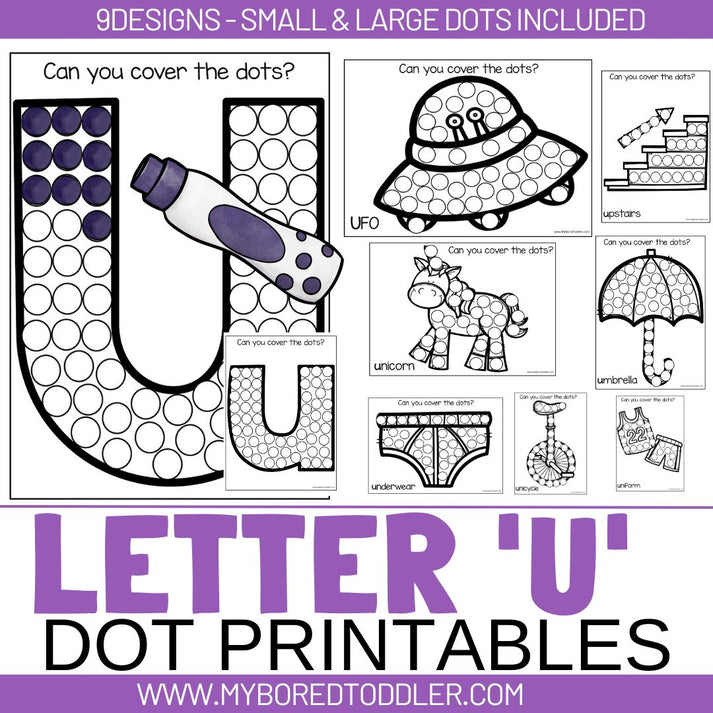 Alphabet - Letter U Dot Printables – My Bored Toddler