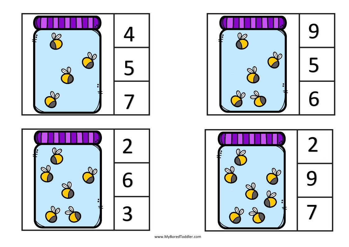Insects & Bugs Counting Clip Cards 0-10 Bugs in Jar – My Bored Toddler