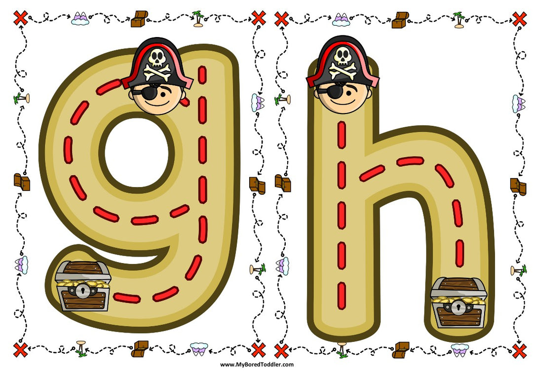 PIRATES Alphabet Tracing Cards Lowercase & Uppercase – My Bored Toddler