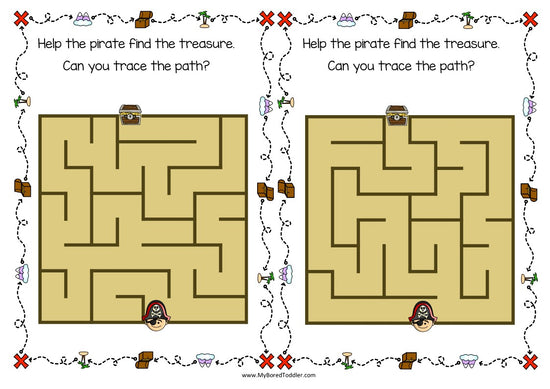 PIRATES Tracing Mazes – My Bored Toddler