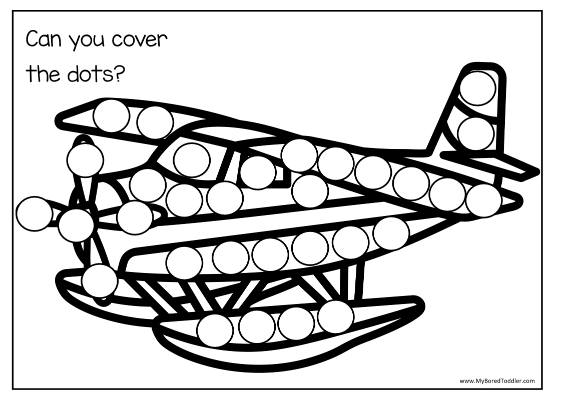 Planes Dot Printables x 4 - Dab a Dot Small and Large Dots – My Bored ...