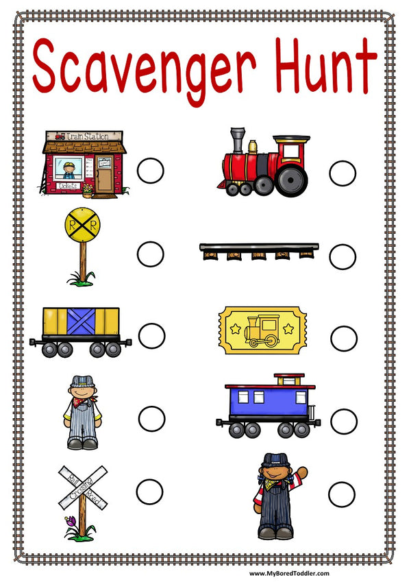 Train Station Transport Scavenger Hunt / Treasure Hunt – My Bored Toddler