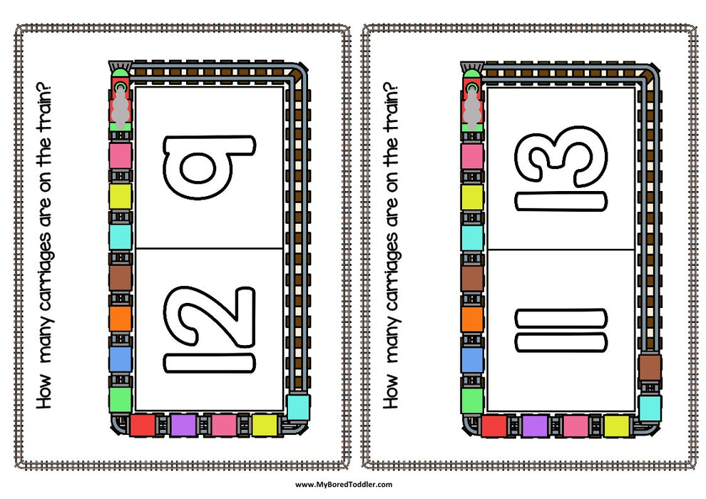 Number Counting Cards - 0-20 Trains / Transport – My Bored Toddler