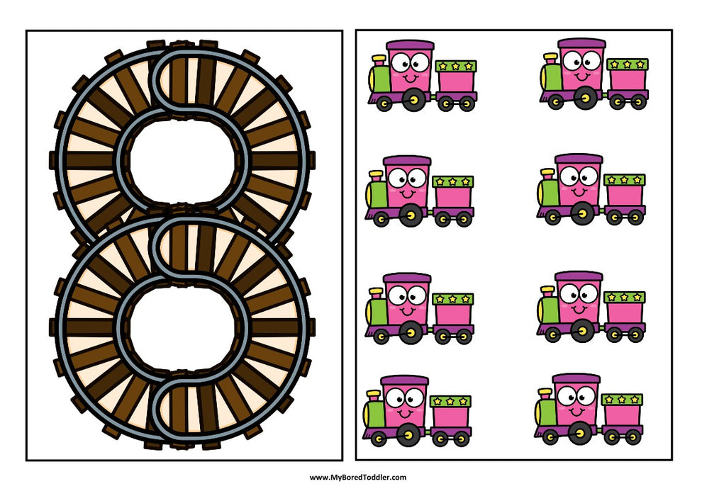 Number Matching Cards 0-10 - TRAINS / TRANSPORT – My Bored Toddler