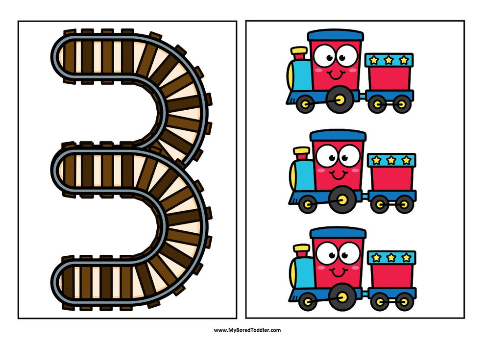 Number Matching Cards 0-10 - TRAINS / TRANSPORT – My Bored Toddler