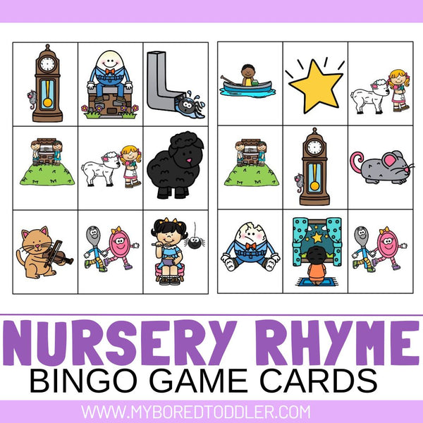 Nursery Rhyme Bingo Game – My Bored Toddler