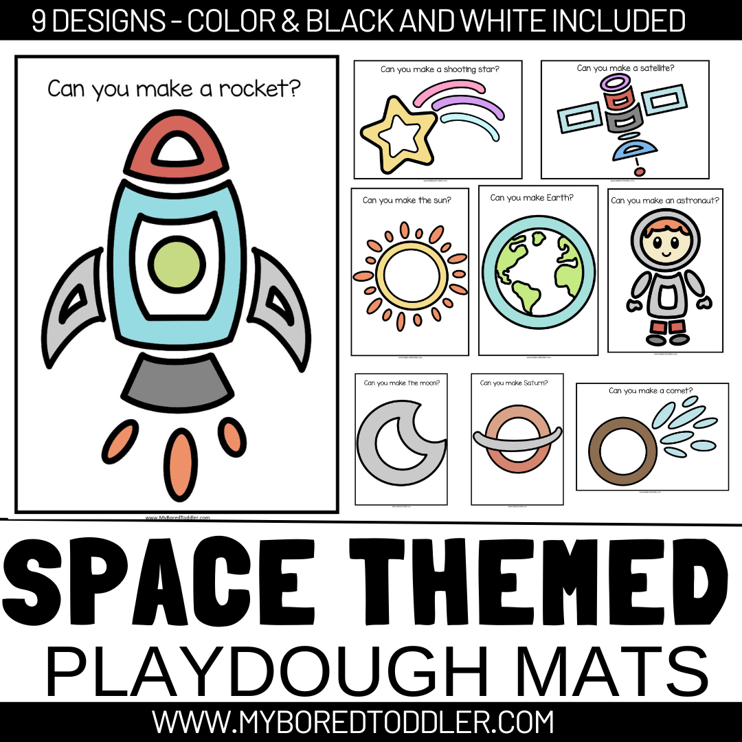 SPACE playdough mats - color & black & white – My Bored Toddler