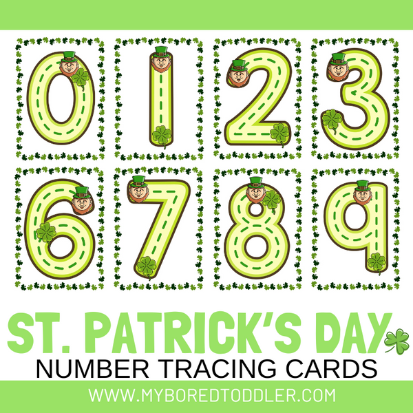 St Patrick's Day Number Tracing Cards 0-10 – My Bored Toddler