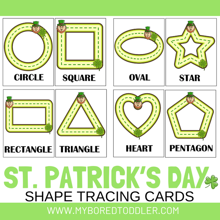 St Patrick's Day Shape Tracing Cards – My Bored Toddler