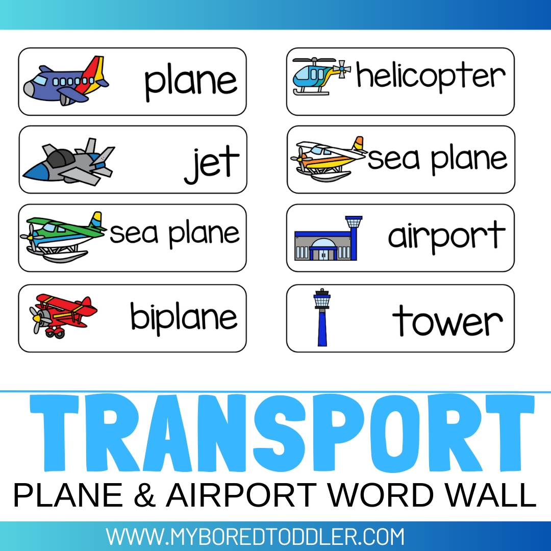 Transport Planes Word Wall Printable – My Bored Toddler