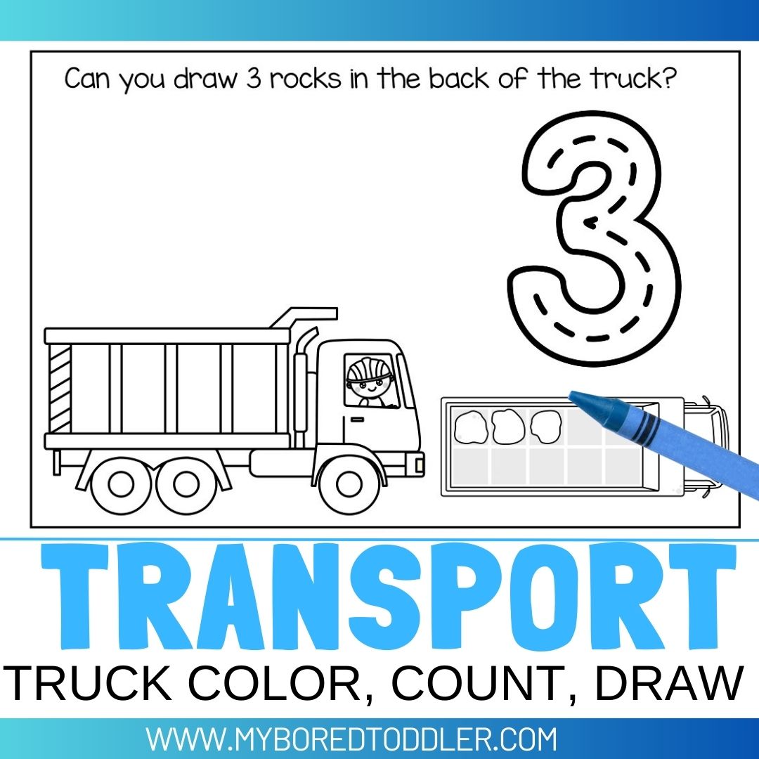 Transport Truck Counting Sheets - Numbers 0-10 Color Draw Count – My ...