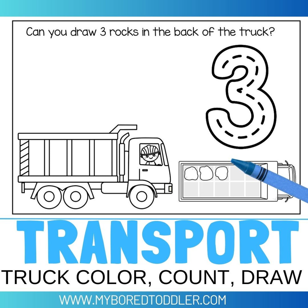 Transport Truck Counting Sheets - Numbers 0-10 Color Draw Count – My ...