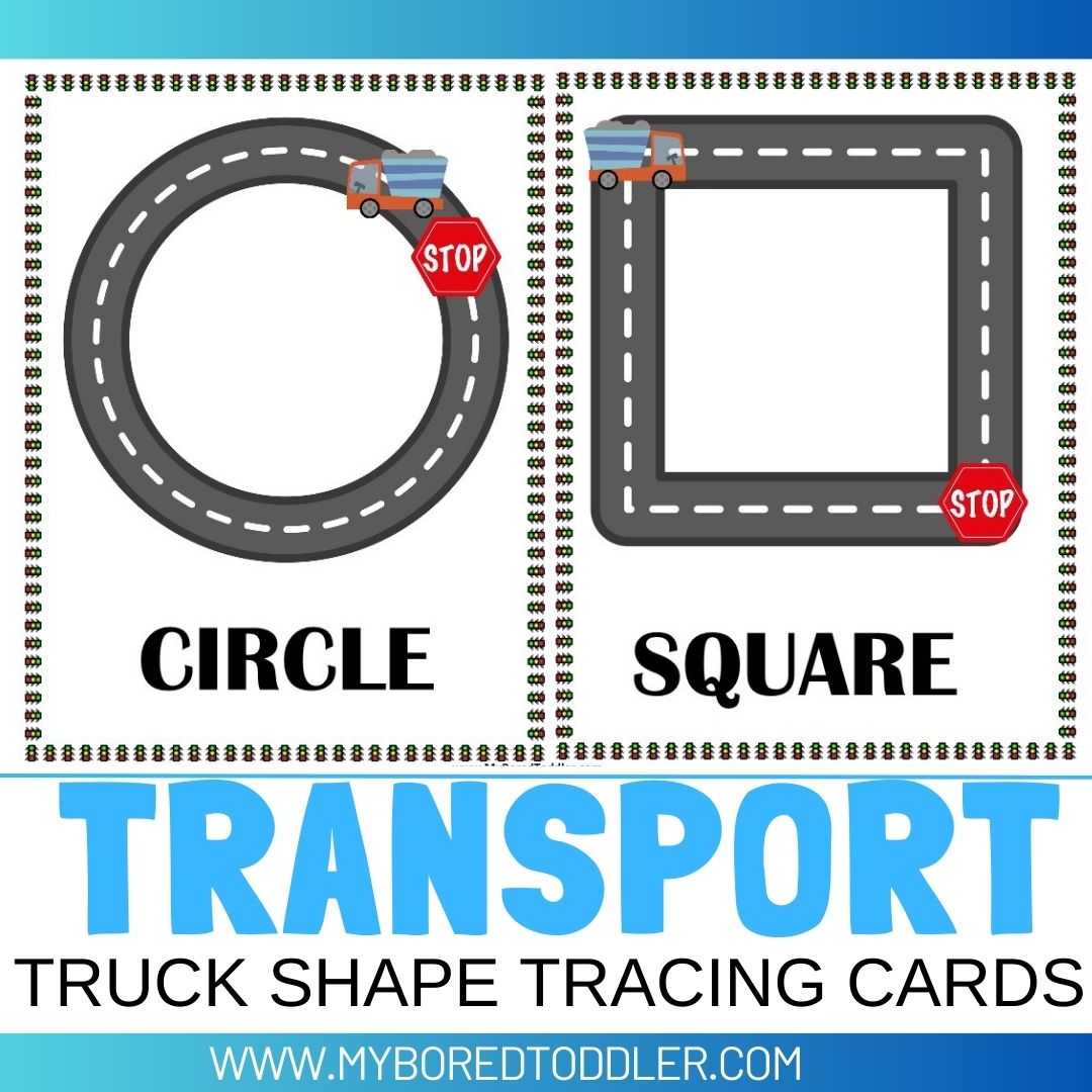 Transport Truck Shape Tracing Sheets – My Bored Toddler