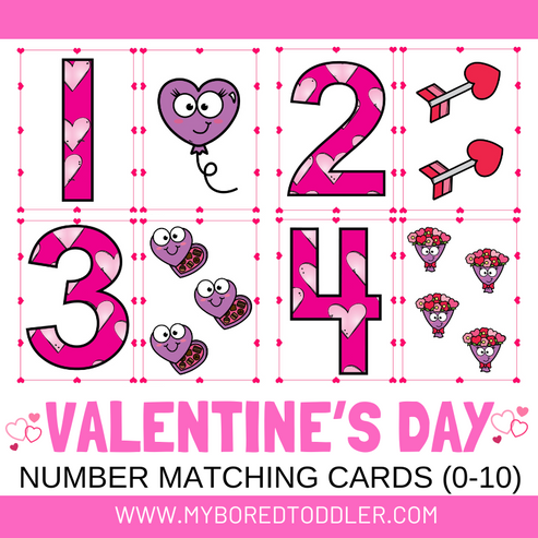 Valentine's Day Number Matching Cards 0 - 10 – My Bored Toddler