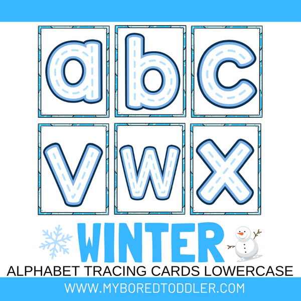 Winter Alphabet Tracing Cards Uppercase & Lowercase – My Bored Toddler
