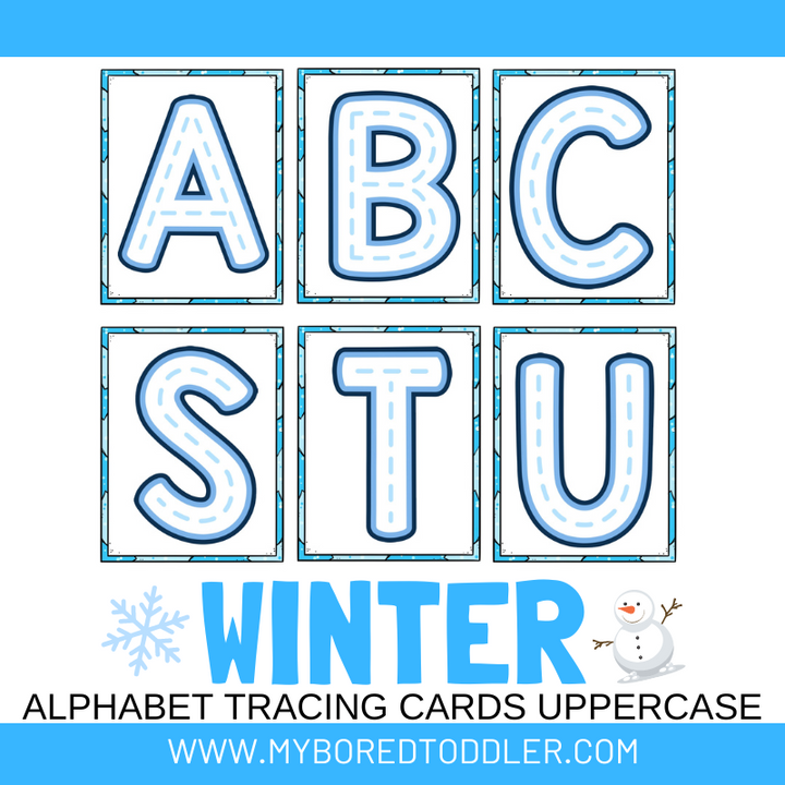 Winter Alphabet Tracing Cards Uppercase & Lowercase – My Bored Toddler