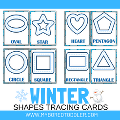 Winter Shapes Tracing Cards – My Bored Toddler