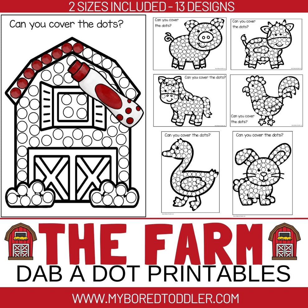 FARM DOT Printables 2 sizes – My Bored Toddler