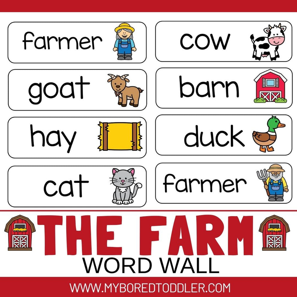 FARM word wall printable – My Bored Toddler