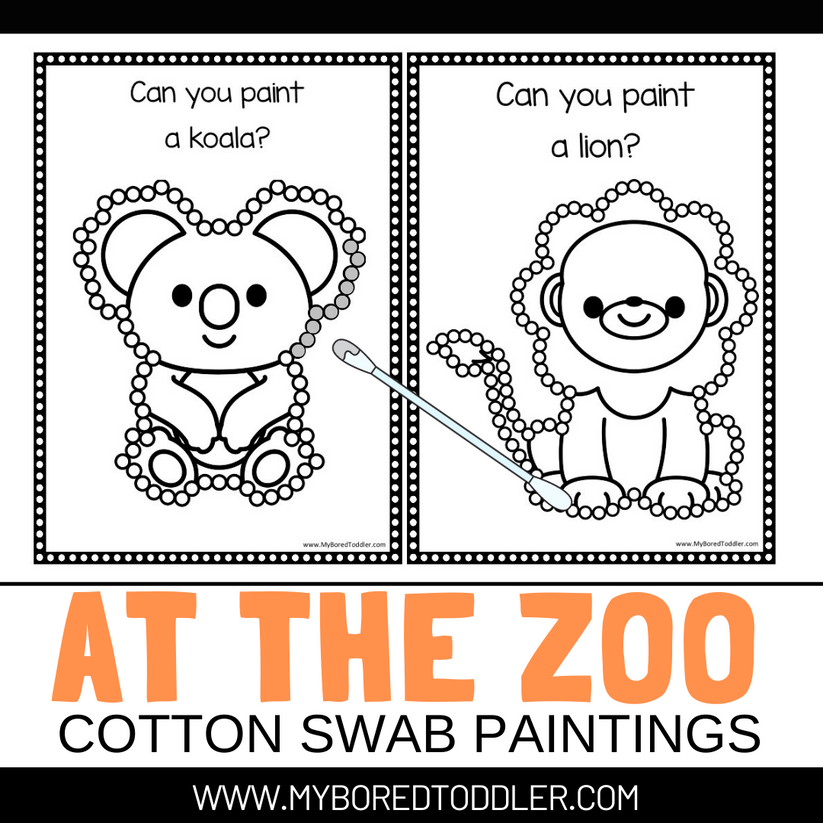Zoo Animal Cotton Swab / Q Tip Painting Sheets – My Bored Toddler