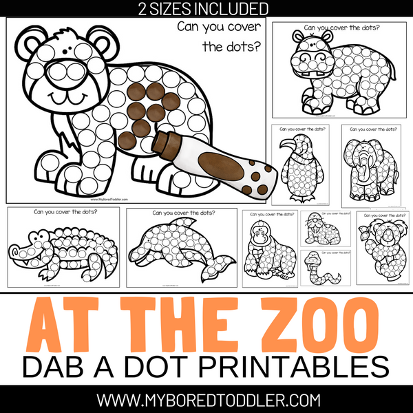 Zoo Animal Dot Printables – My Bored Toddler