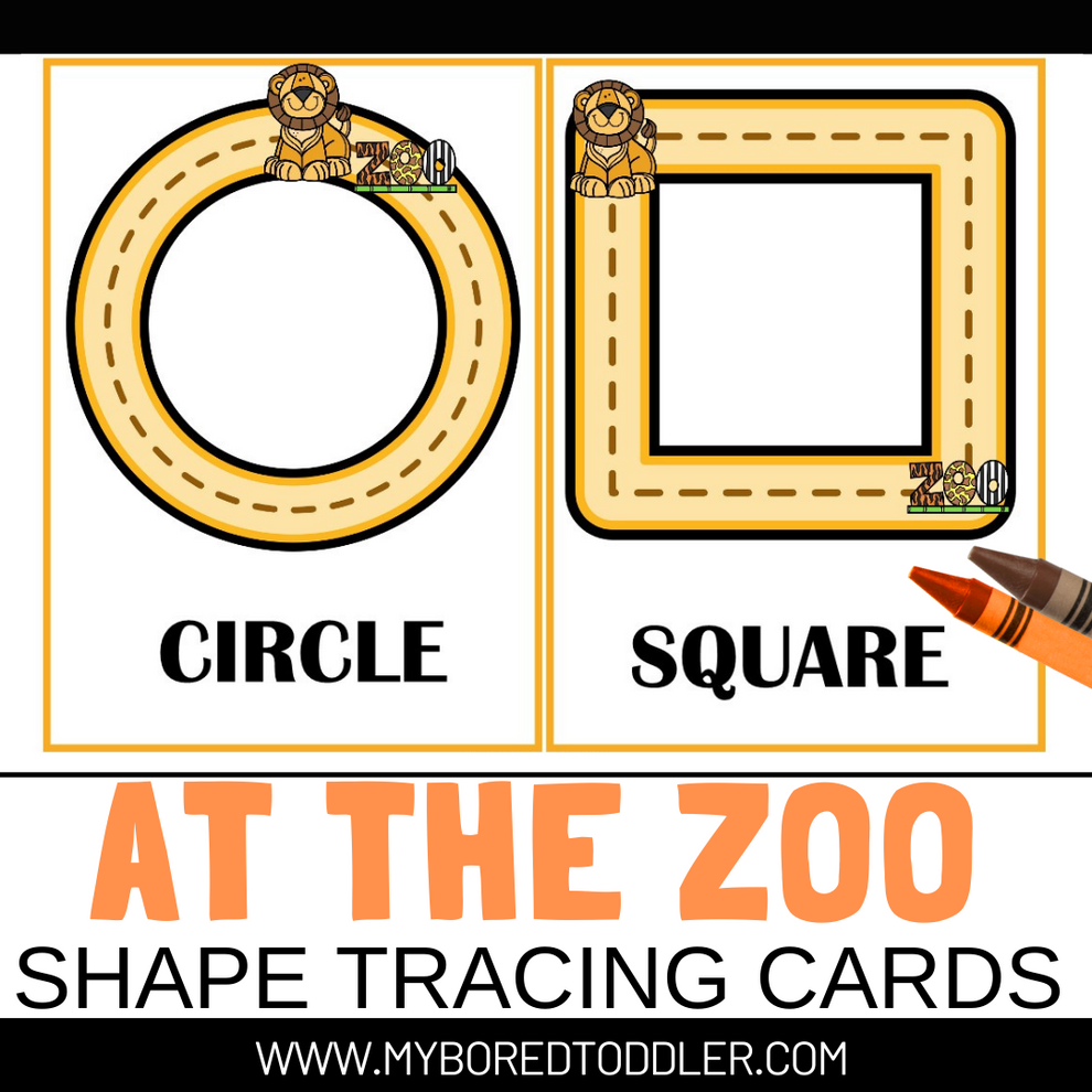 Zoo Animal Shape Tracing Cards – My Bored Toddler