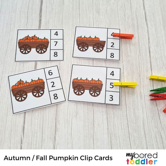 Autumn / Fall Pumpkin Counting Clip Cards 0 - 10 Color & Black & White ...