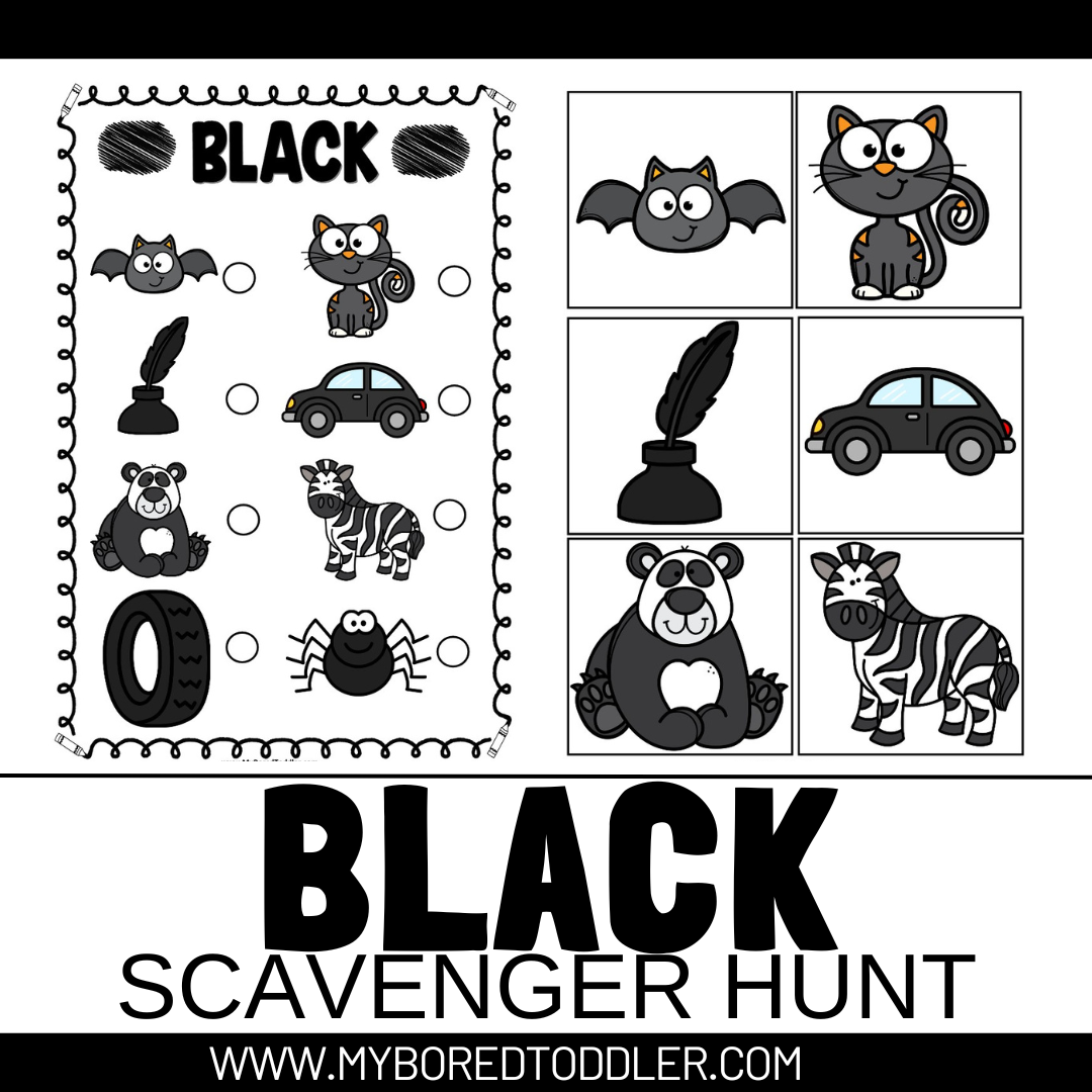 BLACK colors scavenger hunt – My Bored Toddler