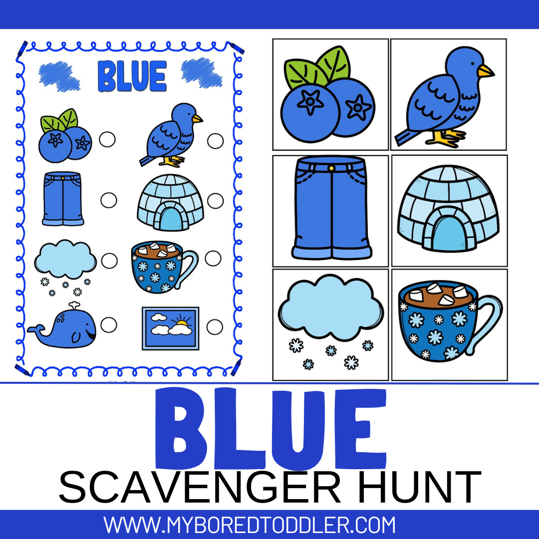 BLUE colors scavenger hunt – My Bored Toddler