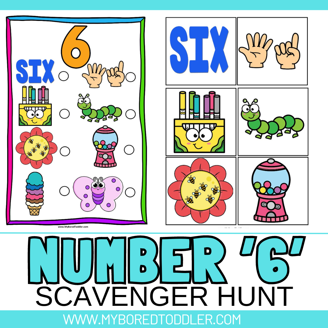 Number SIX 6 Scavenger Hunt / Treasure Hunt – My Bored Toddler