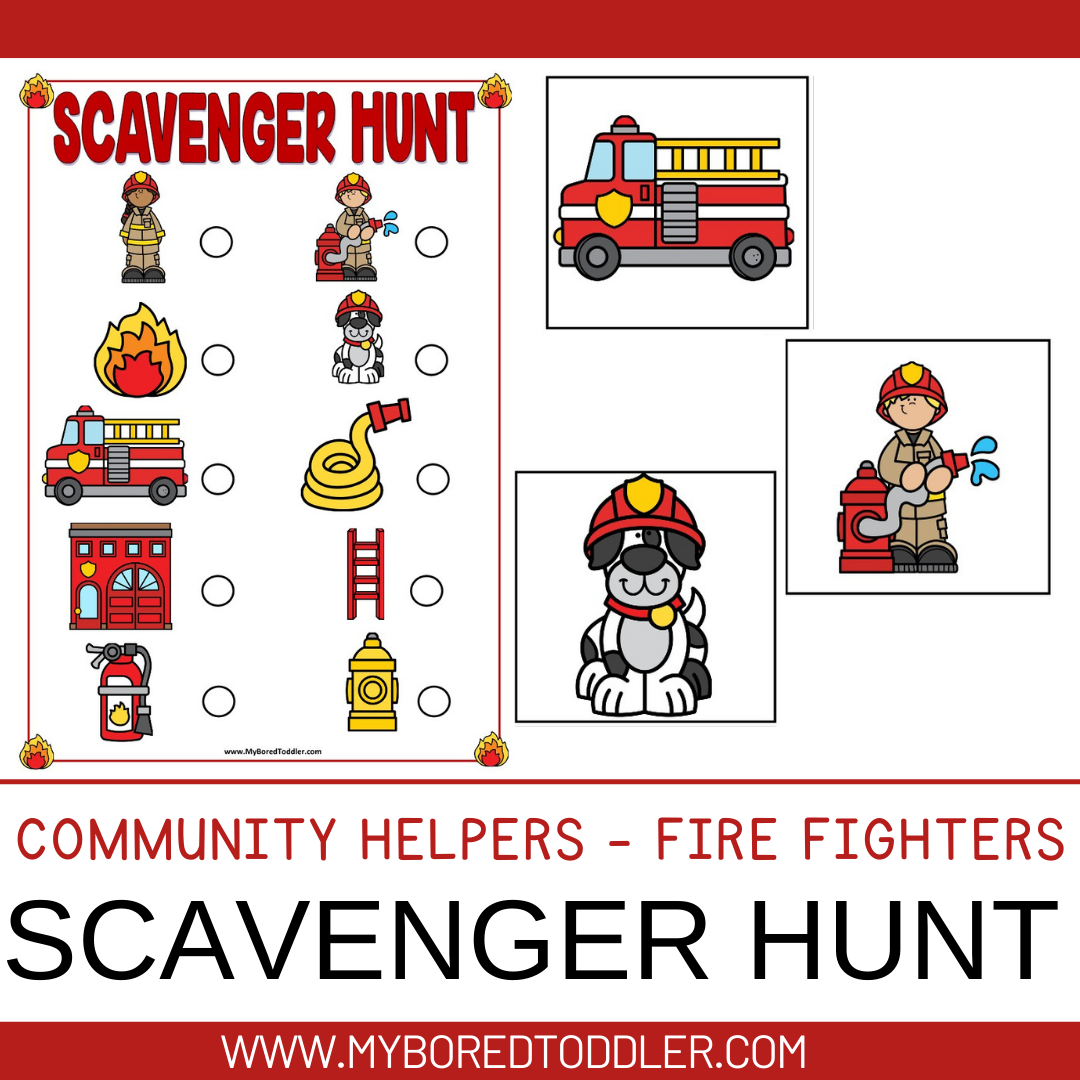 Fire Fighters Scavenger Hunt - Community Helpers – My Bored Toddler