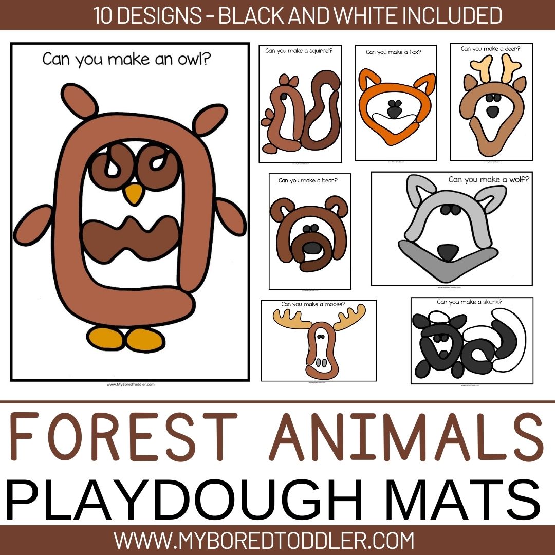 Forest Animals Playdough Mats – My Bored Toddler
