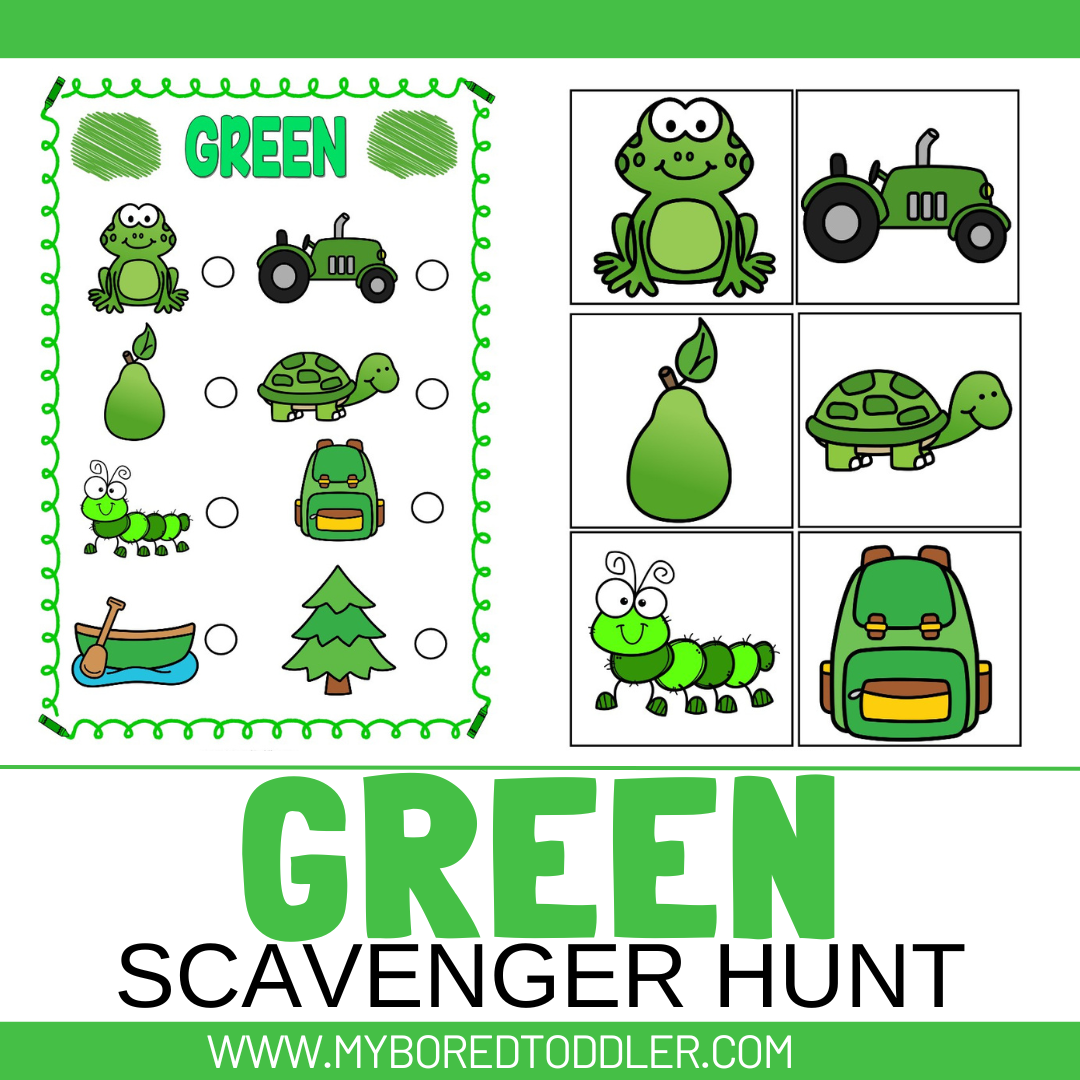 GREEN colors scavenger hunt – My Bored Toddler