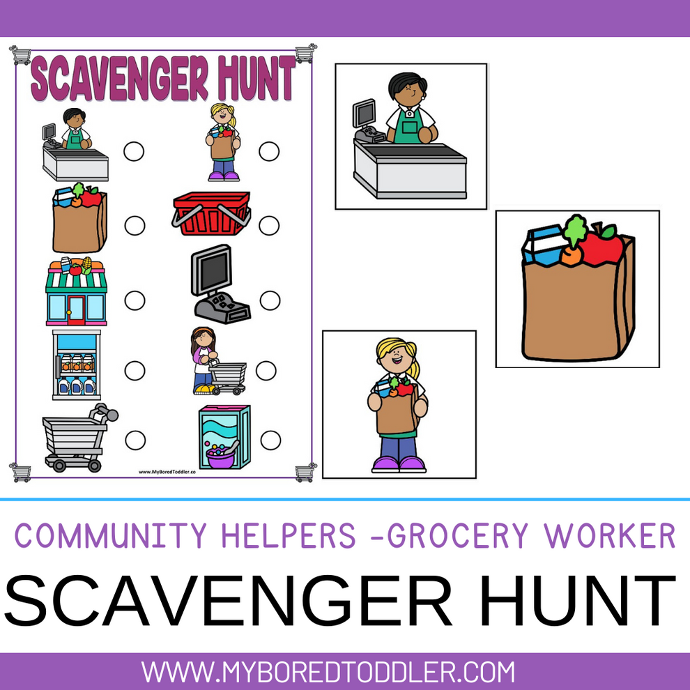Grocery Store Worker Scavenger Hunt - Community Helpers – My Bored Toddler
