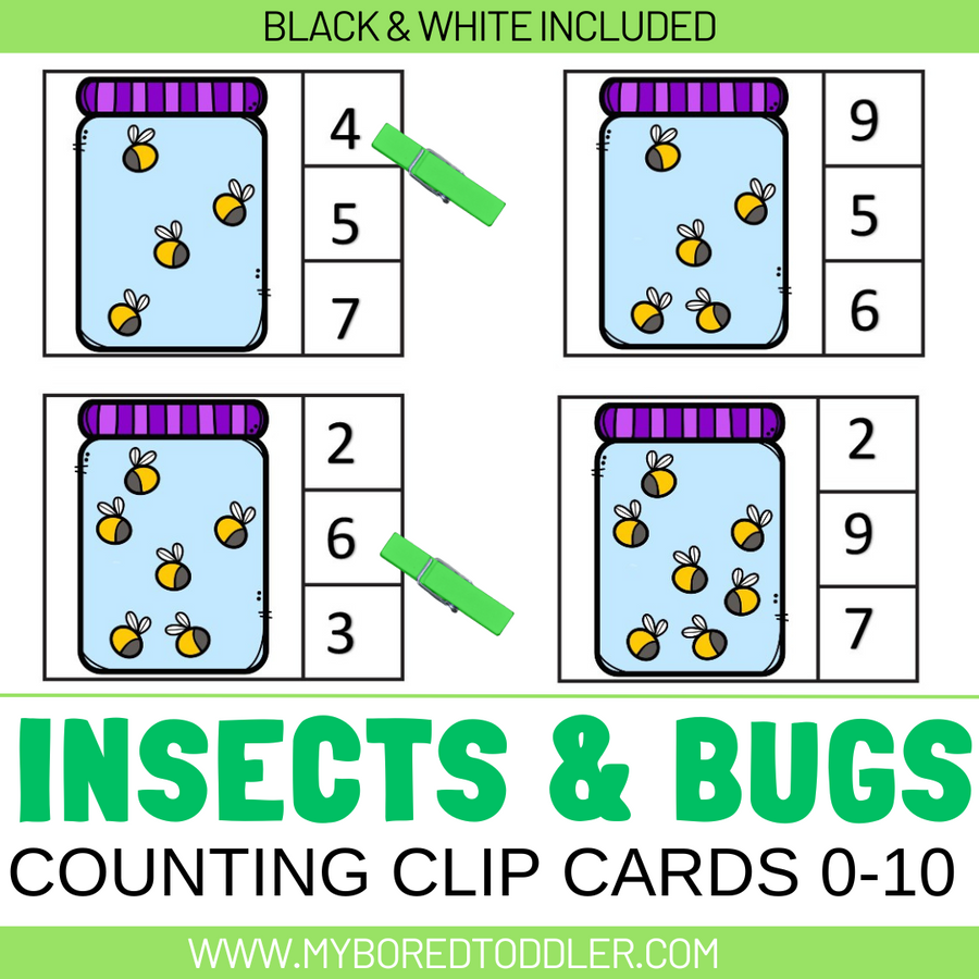 Insects & Bugs Counting Clip Cards 0-10 Bugs in Jar – My Bored Toddler