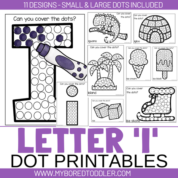 Alphabet - Letter I Dot Printables – My Bored Toddler