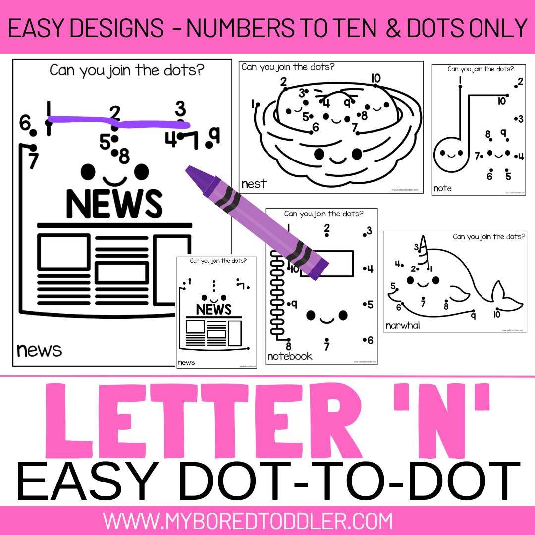 Alphabet - Leter N Dot-to-Dot - 2 Designs – My Bored Toddler