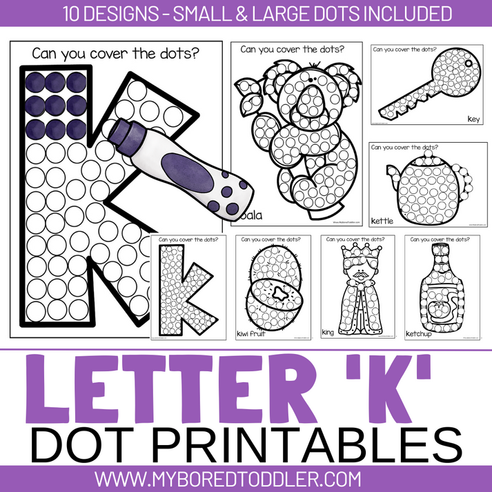 Alphabet - Letter K Dot Printables – My Bored Toddler