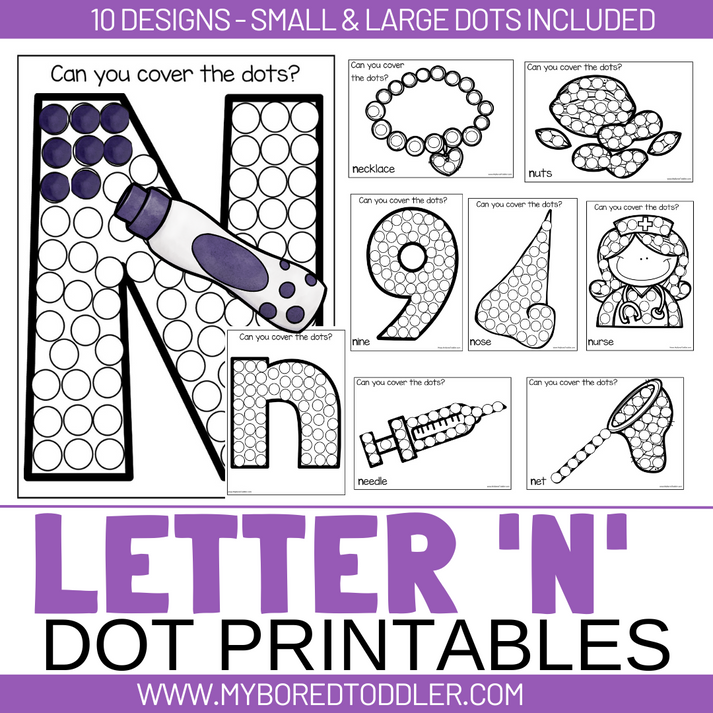 Alphabet - Letter N Dot Printables – My Bored Toddler