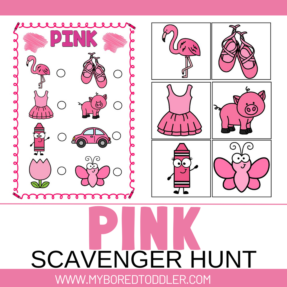 PINK colors scavenger hunt – My Bored Toddler