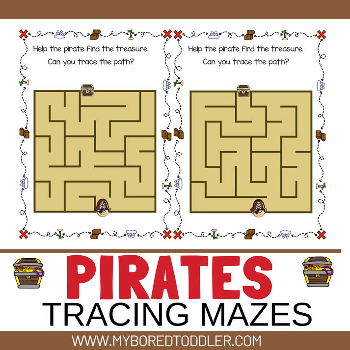 PIRATES Tracing Mazes – My Bored Toddler