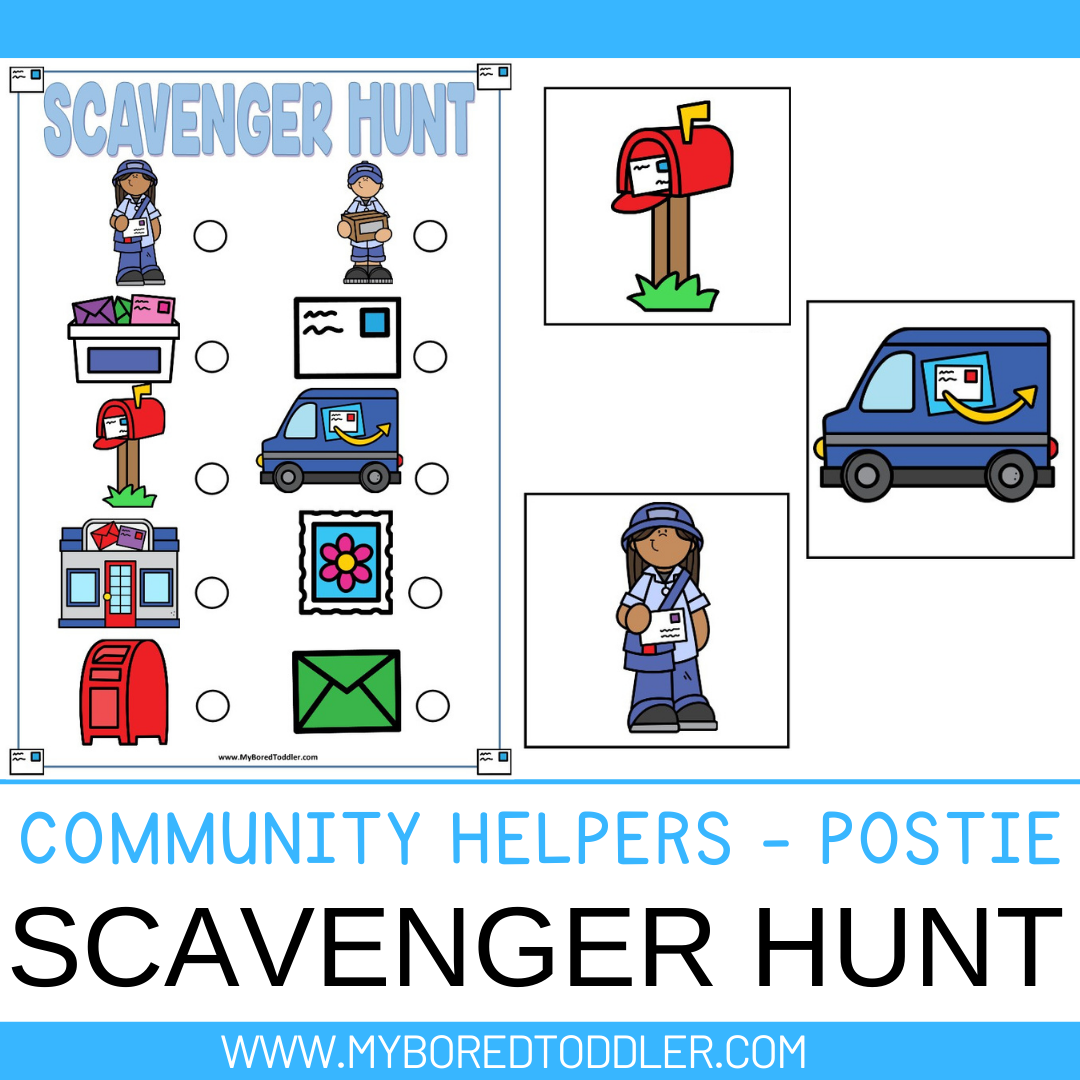 Postie Scavenger Hunt - Community Helpers – My Bored Toddler