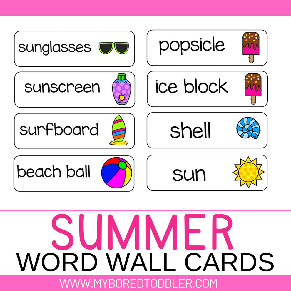 Summer Word Wall Printable – My Bored Toddler