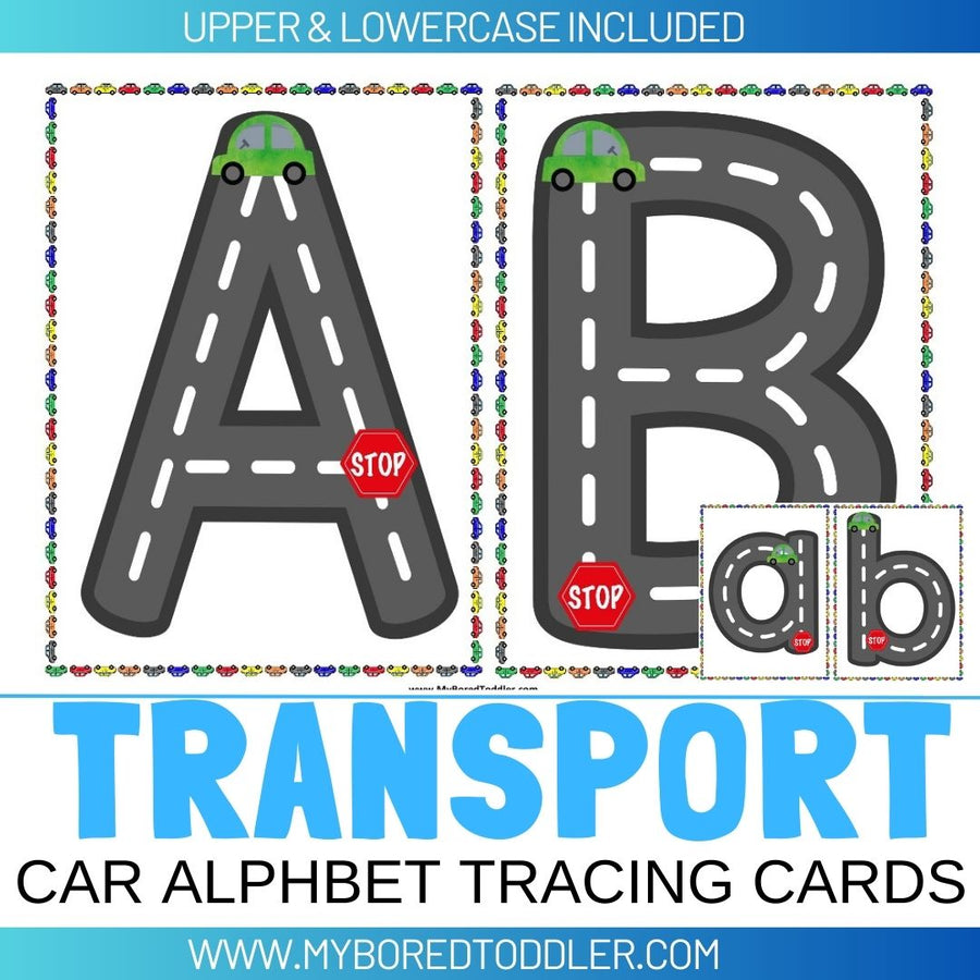 Transport Car Alphabet Tracing Sheets - Uppercase & Lowercase – My ...