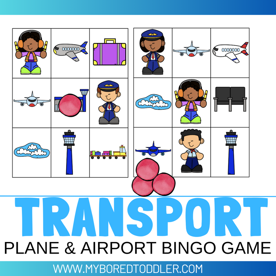 Planes & Airport Bingo Game – My Bored Toddler