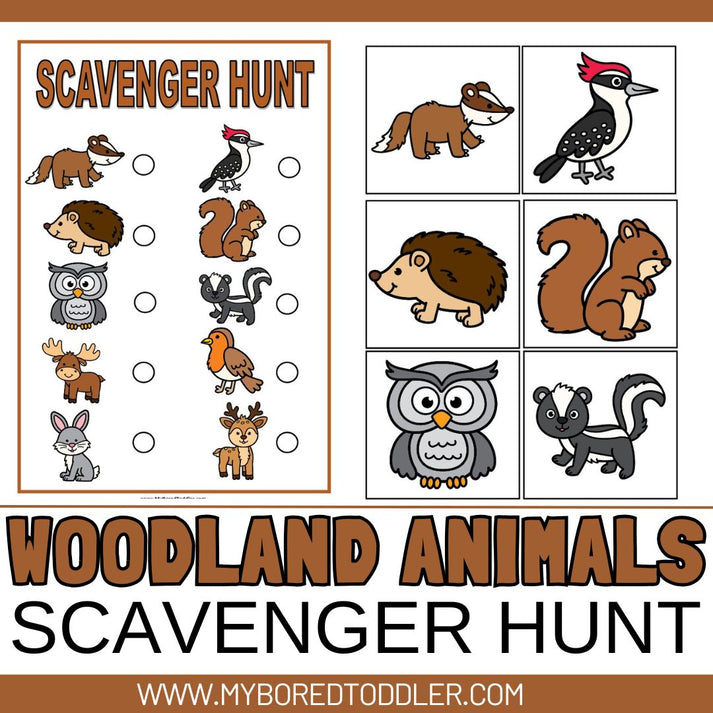 Woodland Animal Habitat Scavenger Hunt – My Bored Toddler