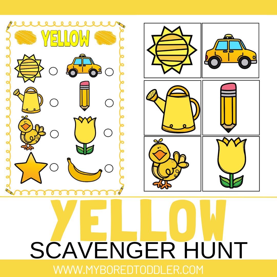 YELLOW colors scavenger hunt – My Bored Toddler