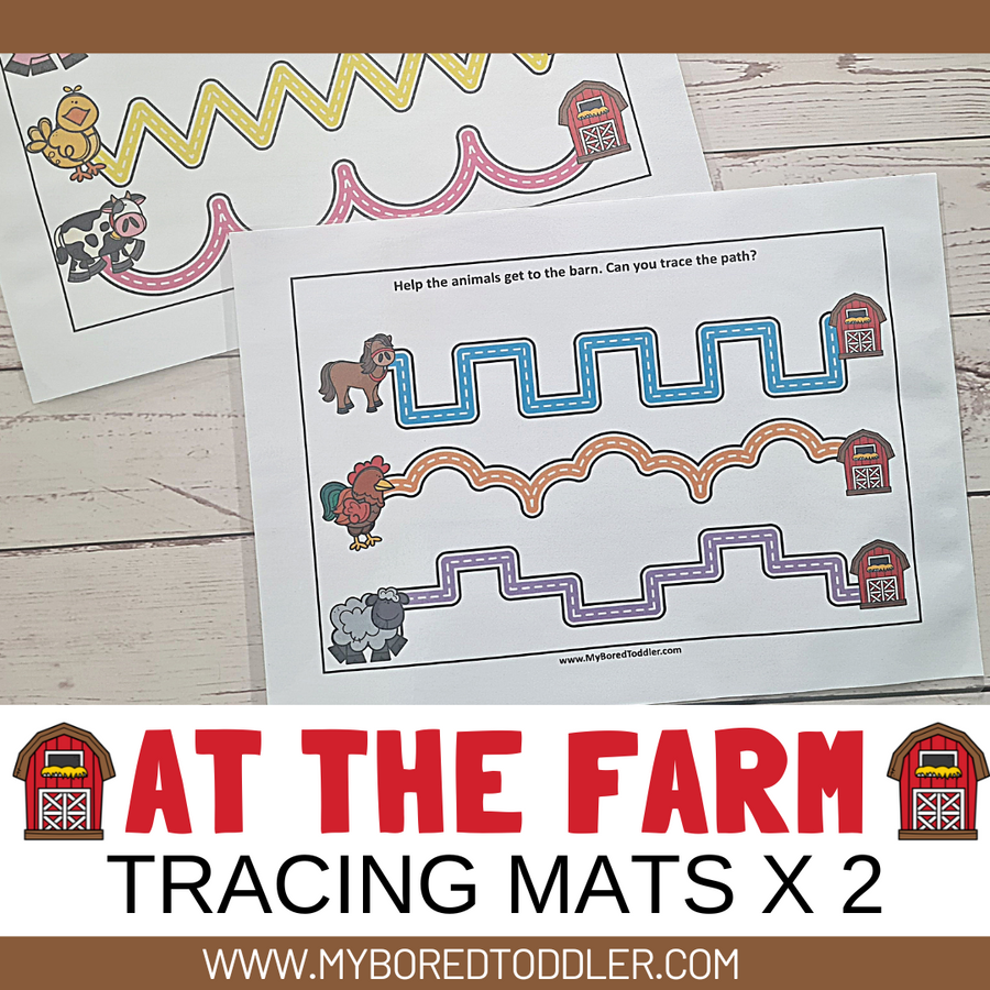 FARM THEMED Fine Motor Tracing Mats Printable – My Bored Toddler