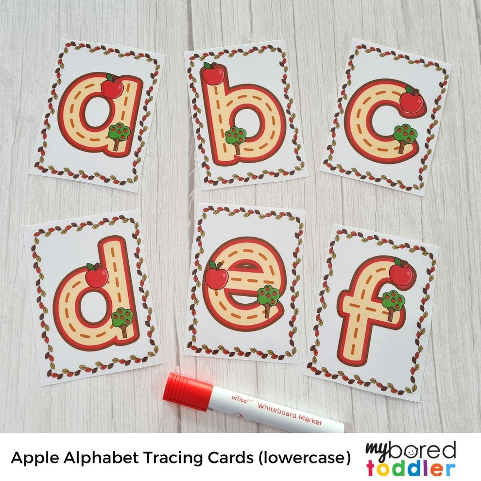Autumn / Fall Apple Alphabet Tracing Cards (lowercase) – My Bored Toddler